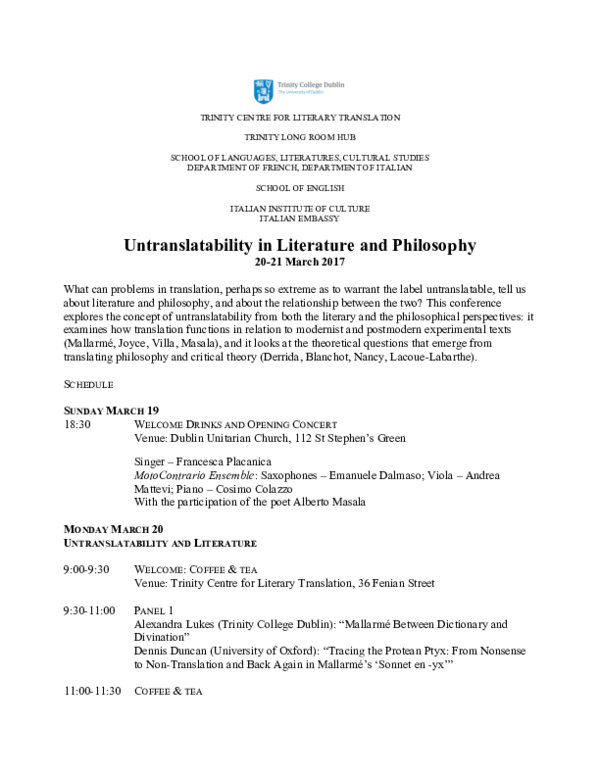 (PDF) Untranslatability in Literature and Philosophy - “Emilio Villa ...