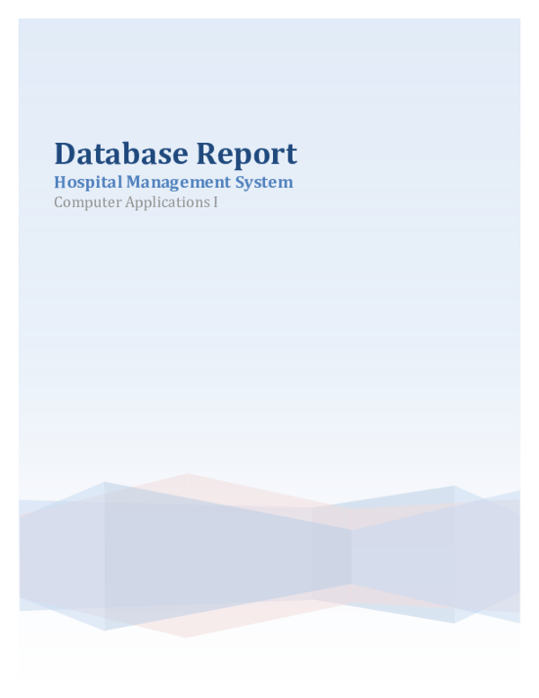 (PDF) Database Report Hospital Management System