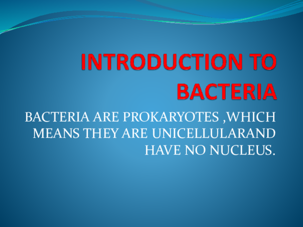 (PPT) INTRODUCTION TO BACTERIA