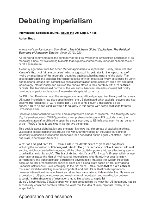 (DOC) Debating imperialism (2014)