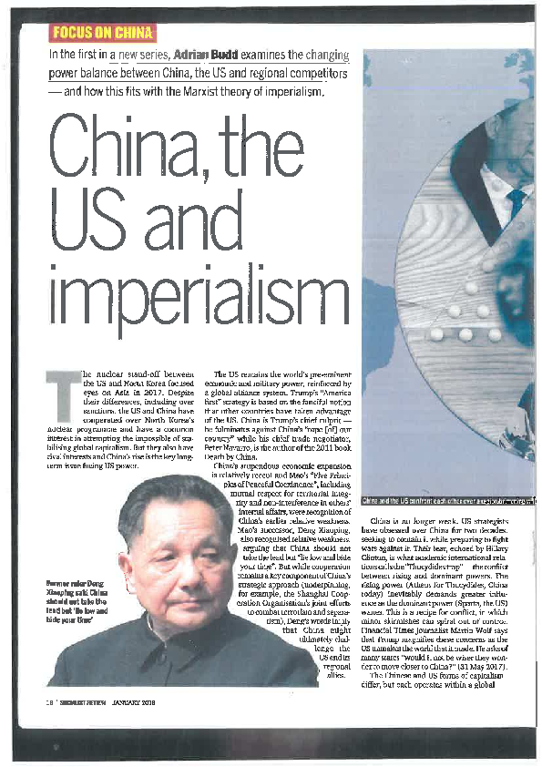 (PDF) 'China, the US and imperialism', in the 'Focus on China' series ...