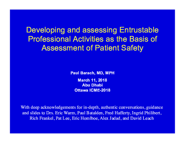 (PDF) Developing and assessing Entrustable Professional Activities as ...