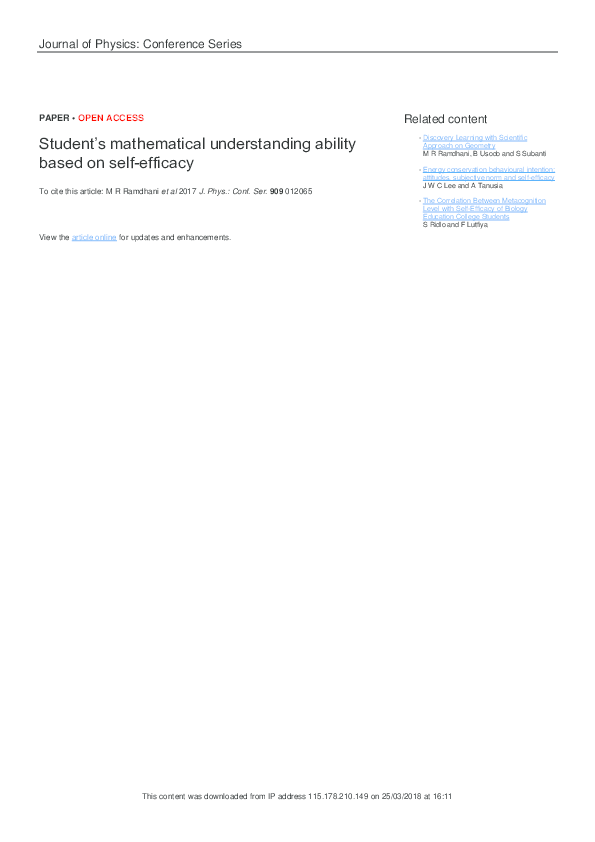 (PDF) Student's mathematical understanding ability based on self ...