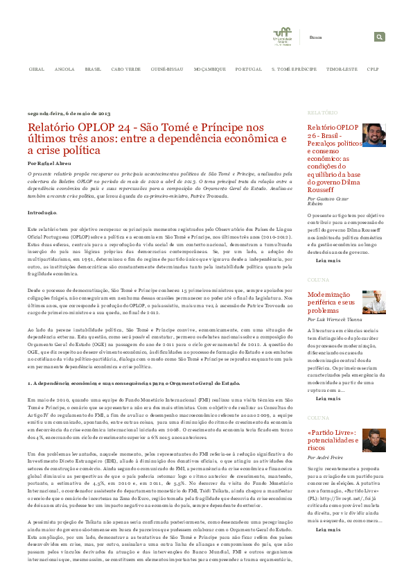 (PDF) Relatório OPLOP 24 - São Tomé e Príncipe nos últimos três anos ...