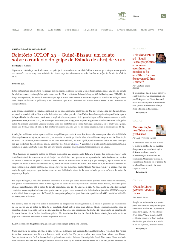 (PDF) Relatório OPLOP 25 – Guiné-Bissau: um relato sobre o contexto do ...