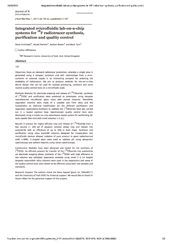 (PDF) Integrated microfluidic lab-on-a-chip systems for 18F radiotracer ...