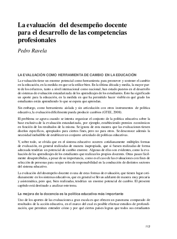 (PDF) La evaluación del desempeño docente para el desarrollo de las ...