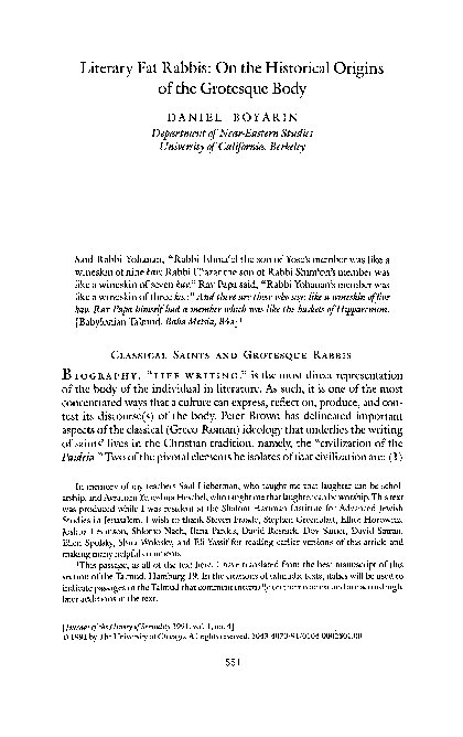 (PDF) Daniel Boyarin, “Literary Fat Rabbis: On the Historical Origin of ...