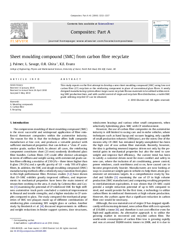 (PDF) Sheet moulding compound (SMC) from carbon fibre recyclate