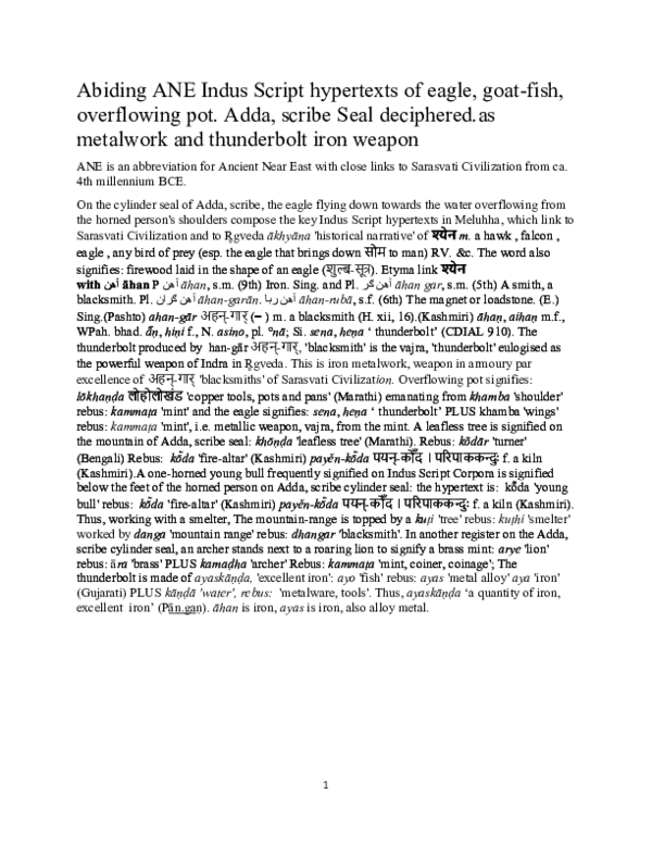 (PDF) Abiding ANE Indus Script hypertexts of eagle, goat-fish ...