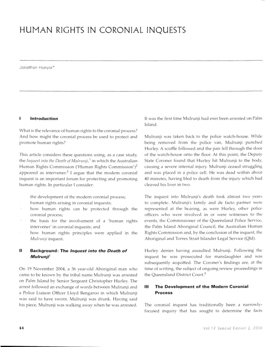 (PDF) HUMAN RIGHTS IN CORONIAL INQUESTS