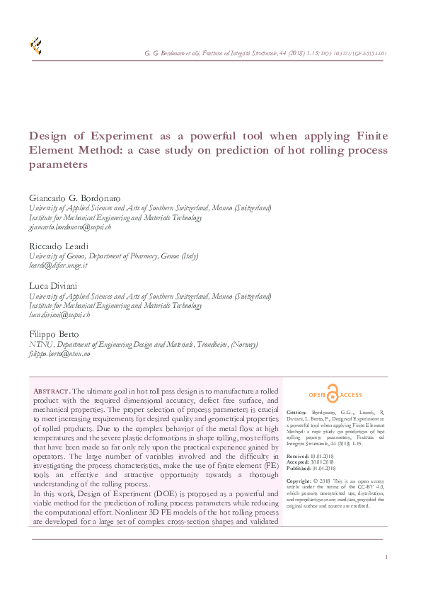Pdf Design Of Experiment As A Powerful Tool When Applying Finite 4440