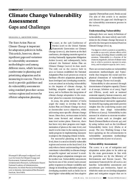 (PDF) Climate Change Vulnerability Assessment Gaps and Challenges
