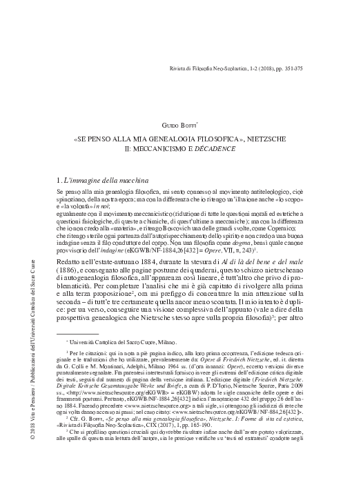 (PDF) "Se penso alla mia genealogia filosofica", Nietzsche. II ...