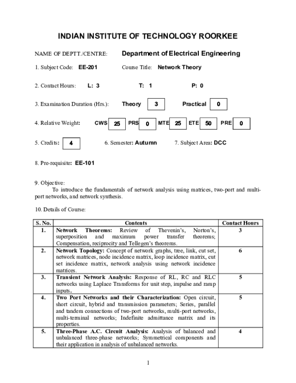 (PDF) INDIAN INSTITUTE OF TECHNOLOGY ROORKEE Department of Electrical ...