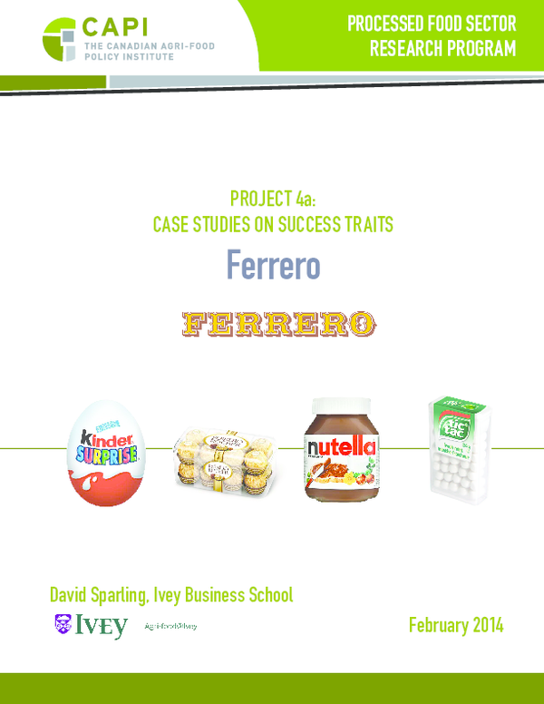 (PDF) PROJECT 4a: CASE STUDIES ON SUCCESS TRAITS Ferrero PROCESSED FOOD SECTOR RESEARCH PROGRAM