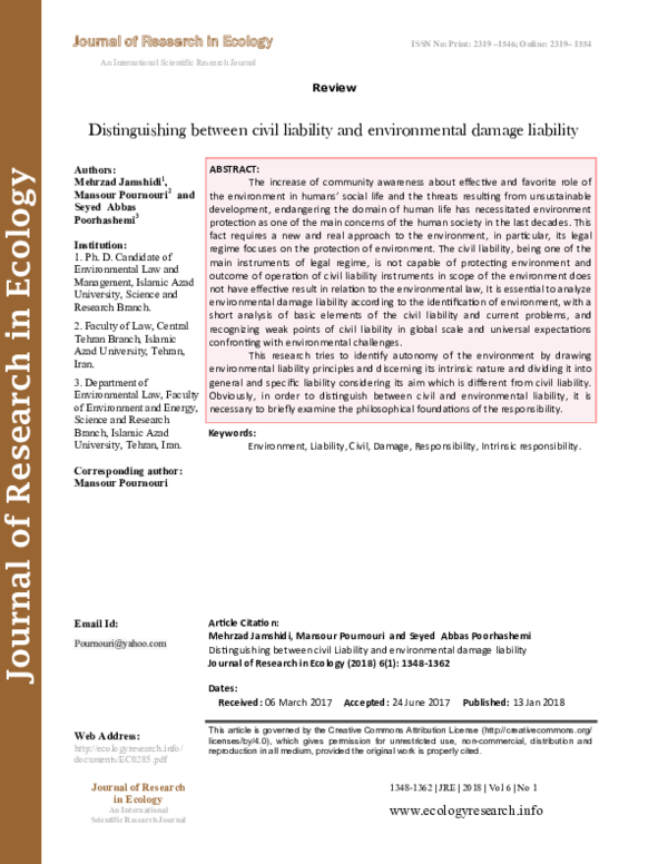 (PDF) Distinguishing between civil liability and environmental damage ...