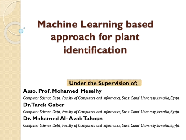 (PPT) Machine Learning based approach for plant identification