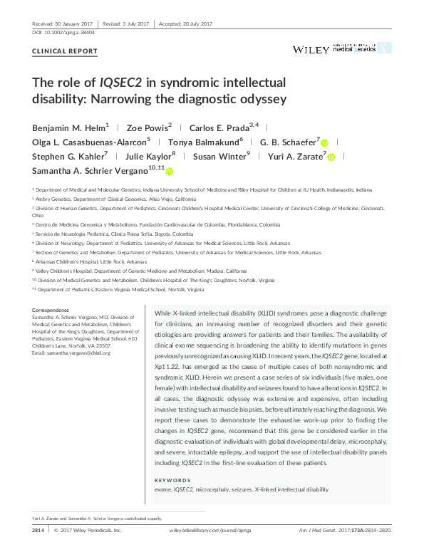 (PDF) The role of IQSEC2 in syndromic intellectual disability ...