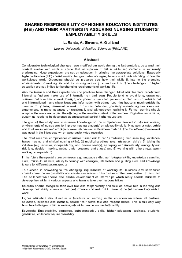 (PDF) SHARED RESPONSIBILITY OF HIGHER EDUCATION INSTITUTES (HEI) AND ...