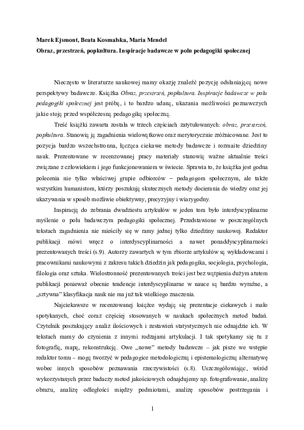 (DOC) Marek Ejsmont, Beata Kosmalska, Maria Mendel (red.), Obraz ...