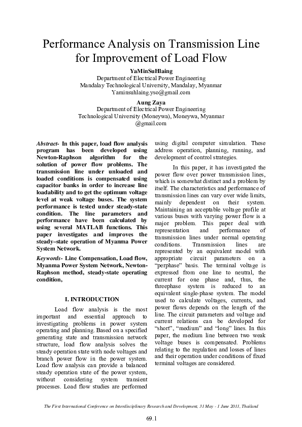 (PDF) Performance Analysis on Transmission Line for Improvement of Load ...