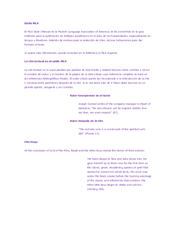 (DOC) Estilo MLA