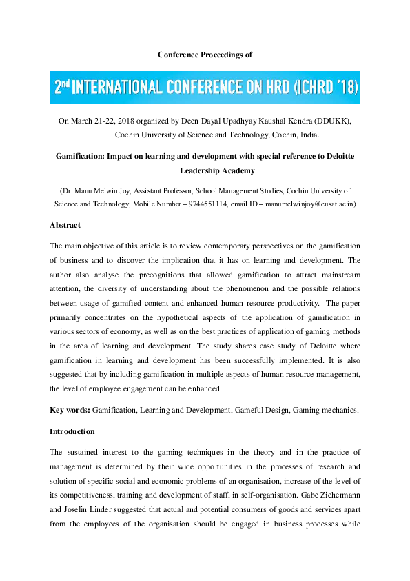 (PDF) Gamification Impact on learning and development with special ...