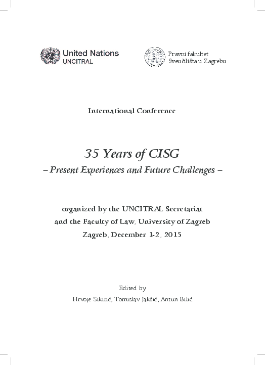 (PDF) 35 Years of CISG - Present Experiences and Future Challenges - Russian Federation