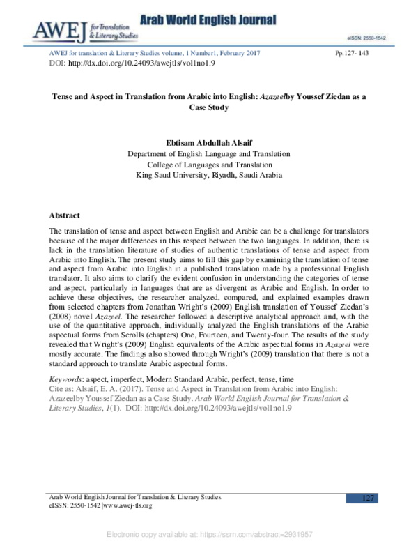 (PDF) Tense & Aspect Translation Journal