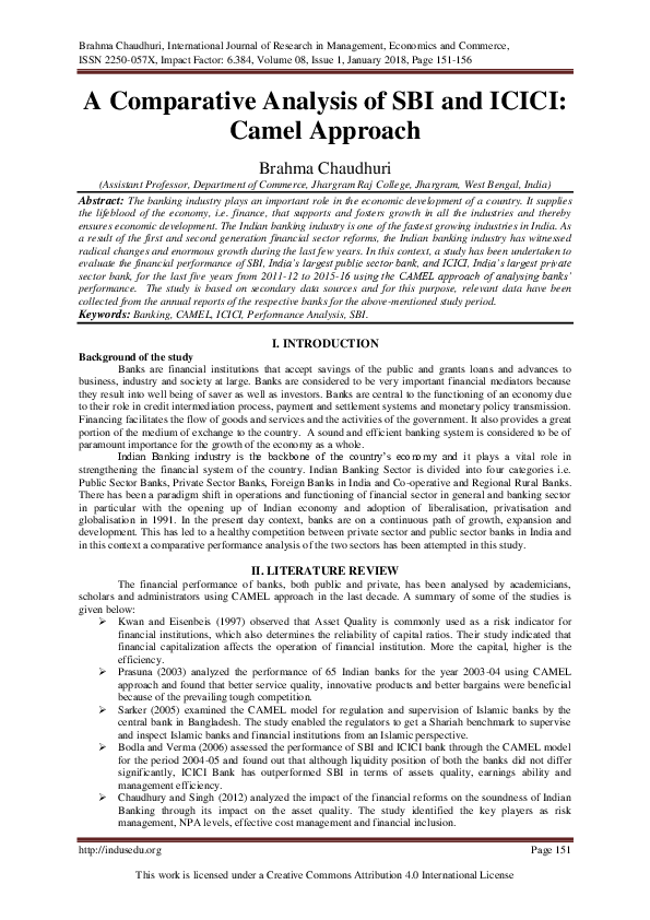 (PDF) A Comparative Analysis of SBI and ICICI: Camel Approach