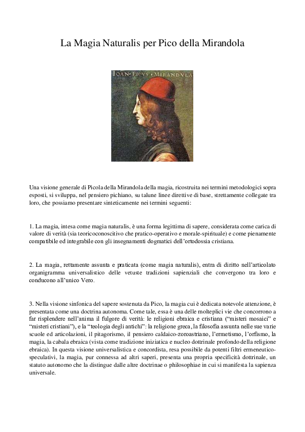 (PDF) La Magia Naturalis per Pico della Mirandola