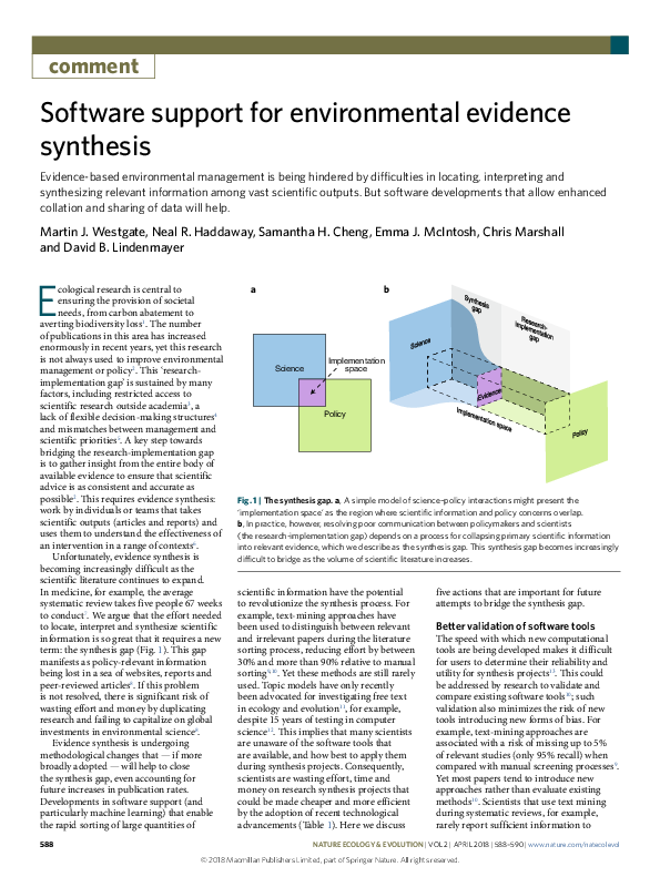(PDF) Software support for environmental evidence synthesis