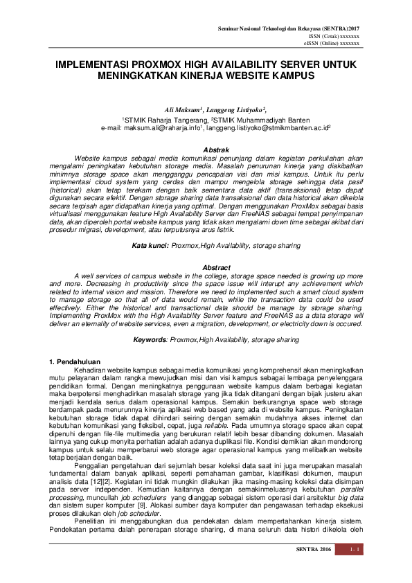 (DOC) IMPLEMENTASI PROXMOX HIGH AVAILABILITY SERVER UNTUK MENINGKATKAN KINERJA WEBSITE KAMPUS