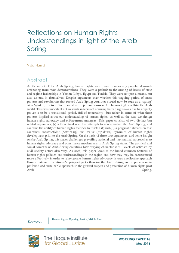 (PDF) Reflections on Human Rights Understandings in light of the Arab ...