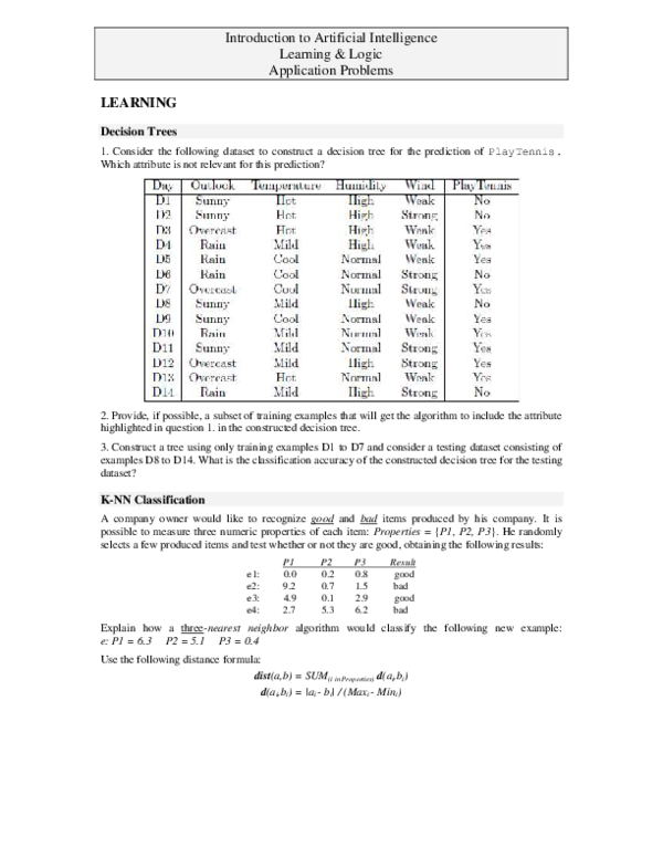 (PDF) Application Problems: Learning & Logic