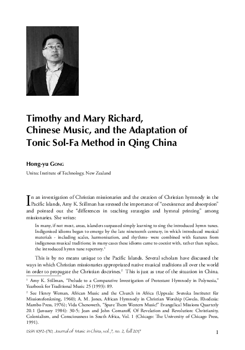 (PDF) Timothy and Mary Richard, Chinese Music, and the Adaptation of ...