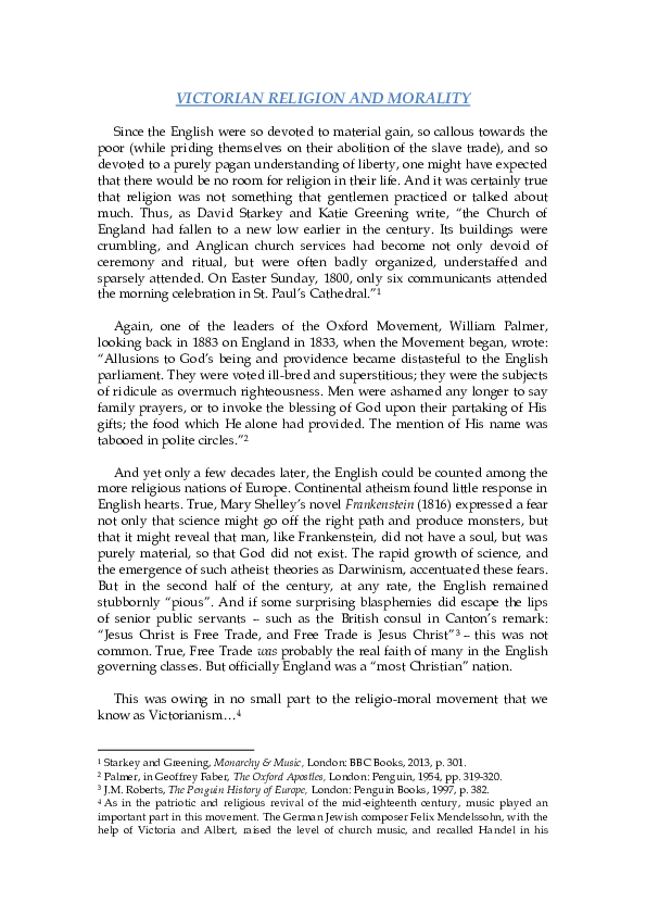 (DOC) VICTORIAN RELIGION AND MORALITY