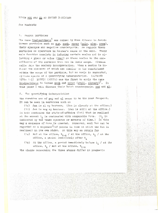 (PDF) Dutch nog and al as degree particles