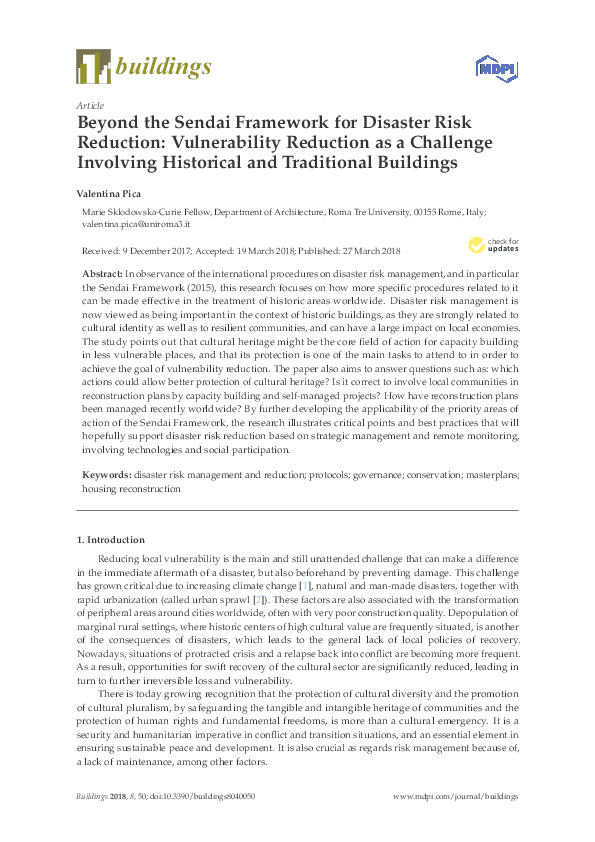 (PDF) Beyond the Sendai Framework for Disaster Risk Reduction ...