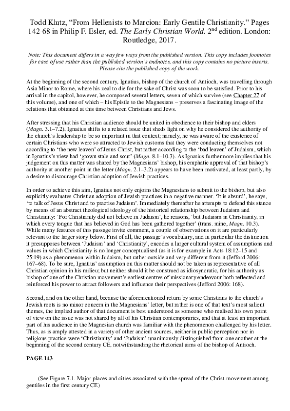 (DOC) From the Hellenists to Marcion: Early Gentile Christianity