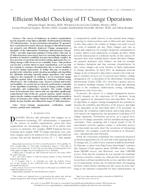 (PDF) Efficient Model Checking of IT Change Operations | Lisandro Z Granville - Academia.edu