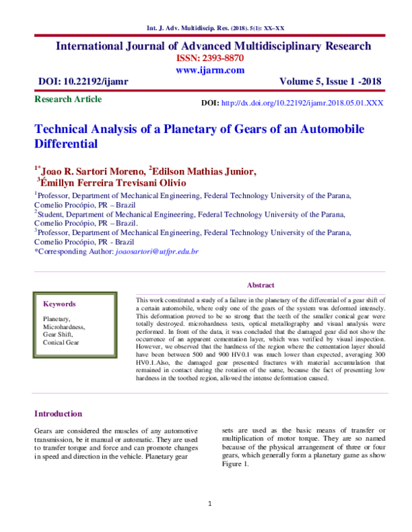 (PDF) International Journal of Advanced Multidisciplinary Research Technical Analysis of a ...