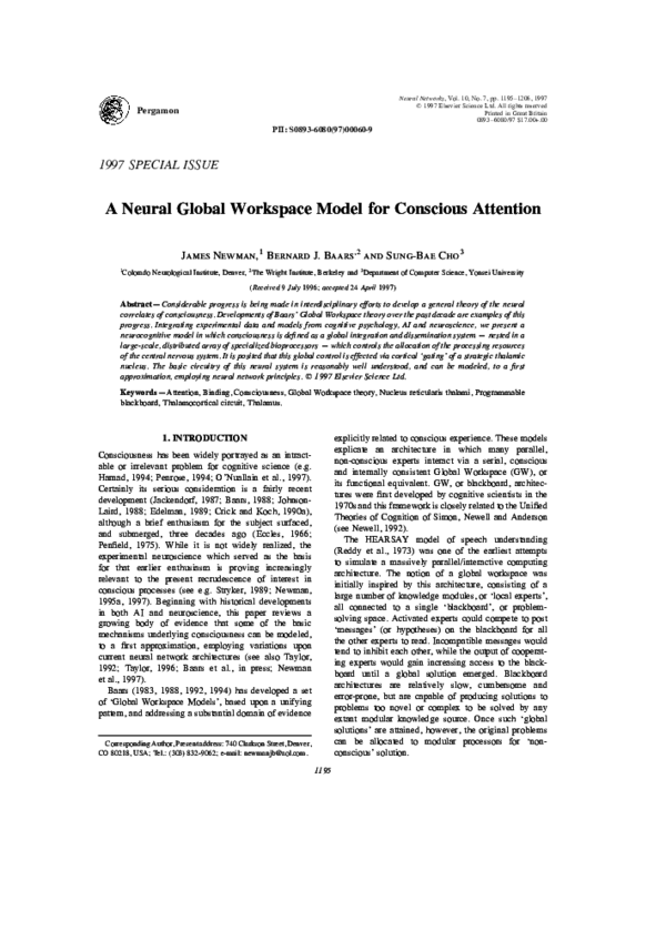 (PDF) A Neural Global Workspace Model for Conscious Attention