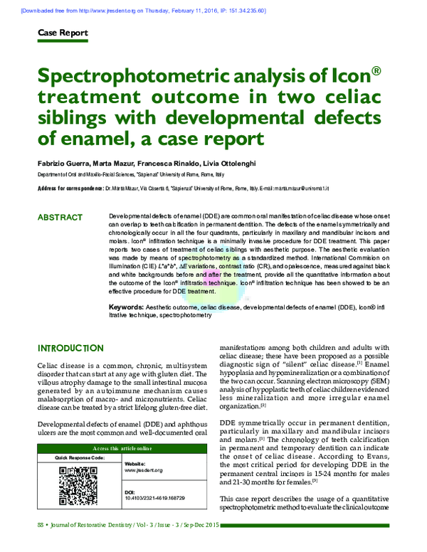 (PDF) Spectrophotometric analysis of Icon ® treatment outcome in two ...
