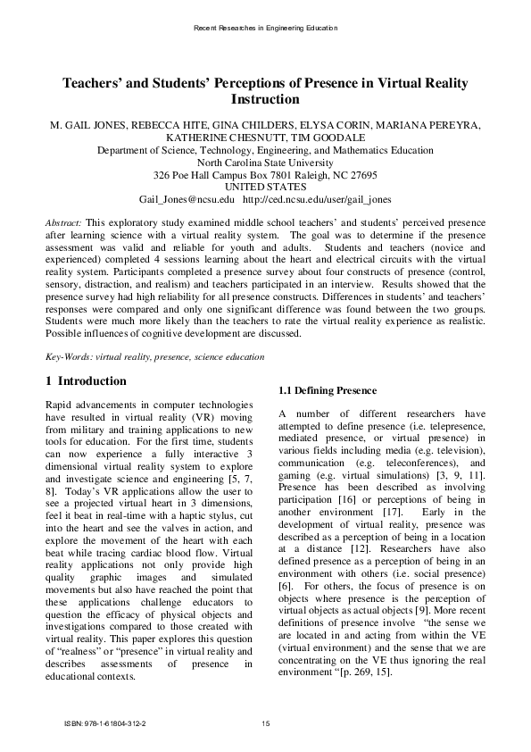 (PDF) Teachers' and Students' Perceptions of Presence in Virtual ...