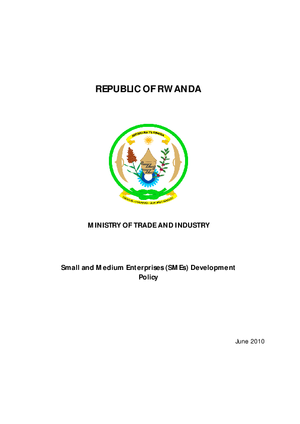 (PDF) REPUBLIC OF RWANDA MINISTRY OF TRADE AND INDUSTRY Small and ...