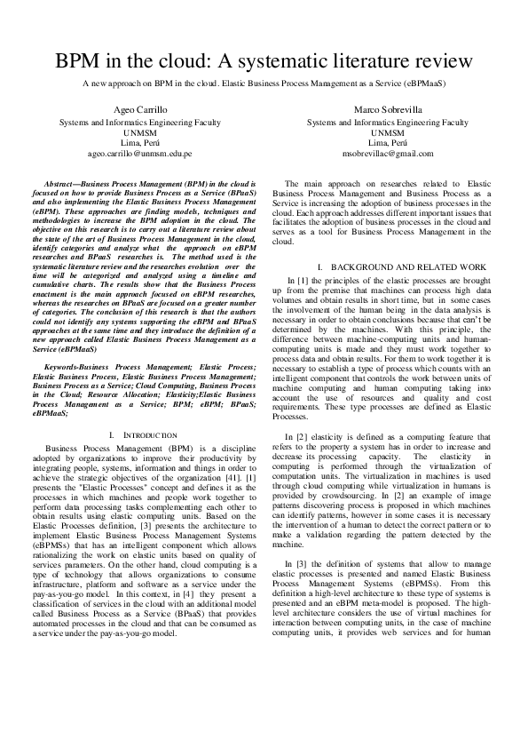 (PDF) BPM in the cloud: A systematic literature review A new approach ...