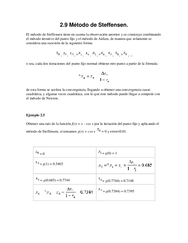 (DOC) 2.9 Método de Steffensen