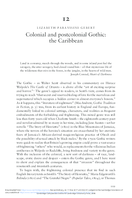 (PDF) Colonial and postcolonial Gothic
